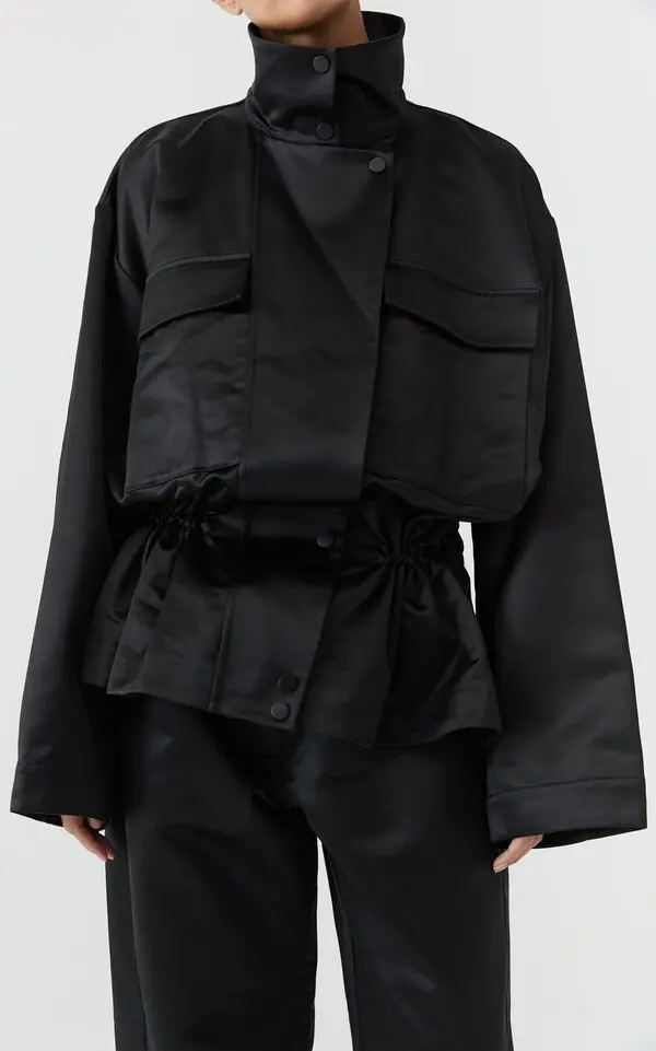 ST. AGNI Structured Satin Cotton-blend Utility Parka