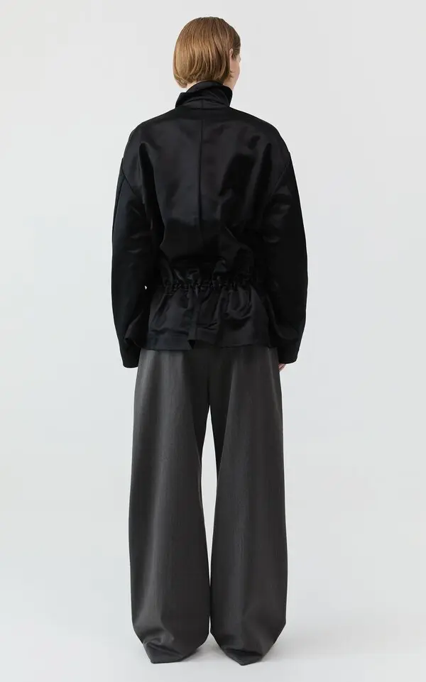 ST. AGNI Structured Satin Cotton-blend Utility Parka - Black