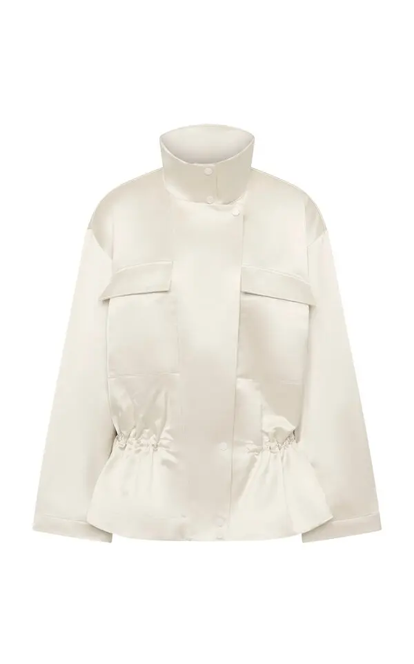 ST. AGNI Structured Cotton-blend Satin Utility Parka - Ivory