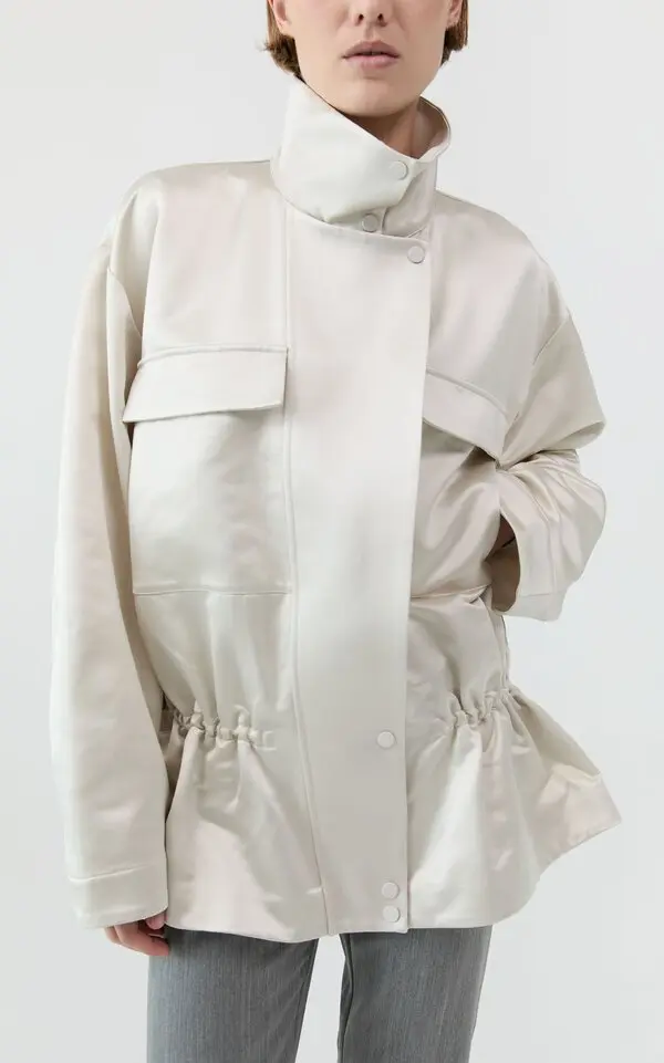 ST. AGNI Structured Cotton-blend Satin Utility Parka - Ivory