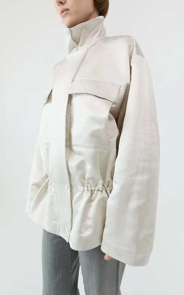 ST. AGNI Structured Cotton-blend Satin Utility Parka - Ivory