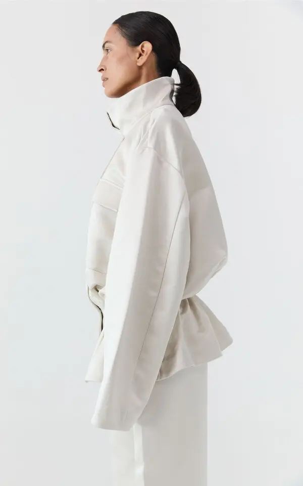 ST. AGNI Structured Cotton-blend Satin Utility Parka - Ivory