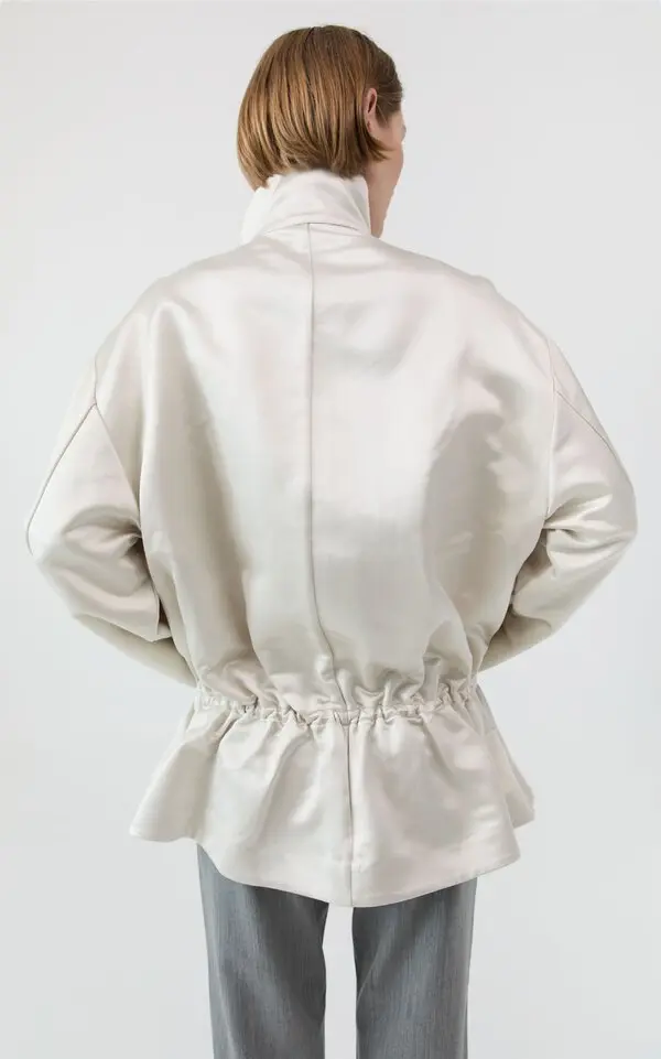 ST. AGNI Structured Cotton-blend Satin Utility Parka - Ivory