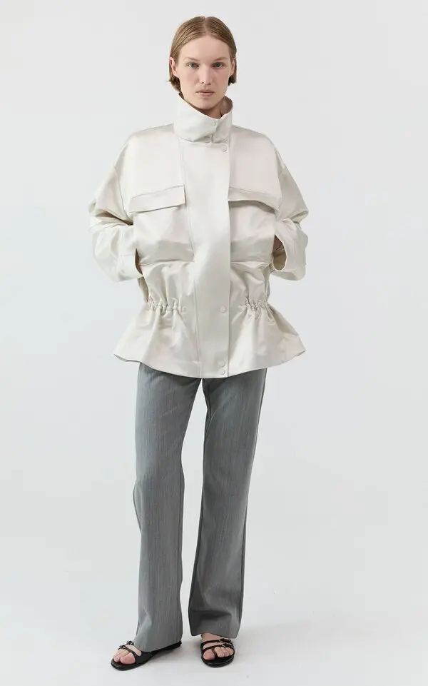 ST. AGNI Structured Cotton-blend Satin Utility Parka - Ivory