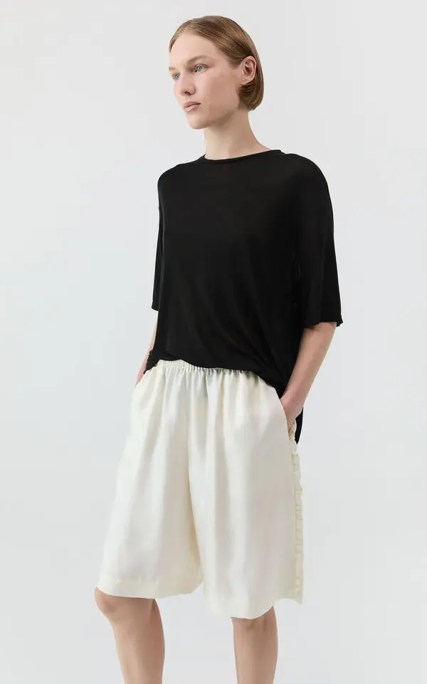 ST. AGNI Baby Frill Silk Shorts - Ivory