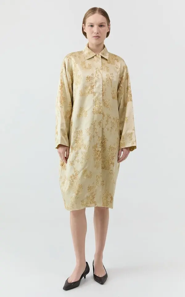 ST. AGNI Ornate Silk-wool Coat - Ivory