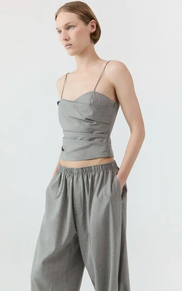 ST. AGNI Folded Bodice Wool-blend Cami