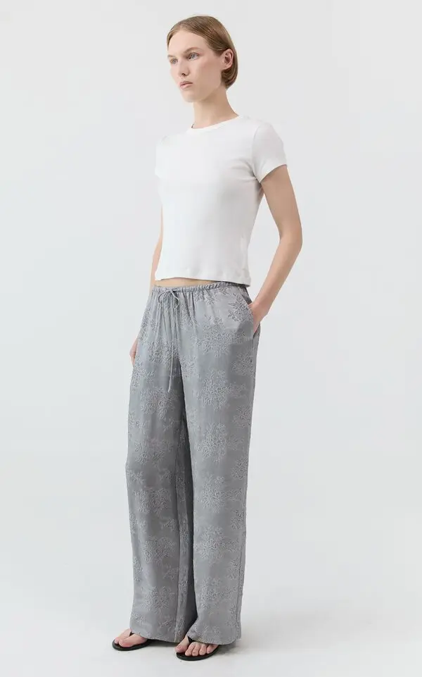 ST. AGNI Silk-blend Nouveau Jacquard Everyday Pants