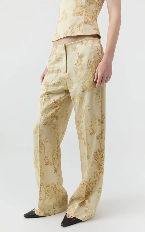ST. AGNI Ornate Silk-wool Minimal Pants