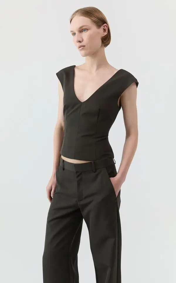 ST. AGNI Wool-silk V-neck Bodice