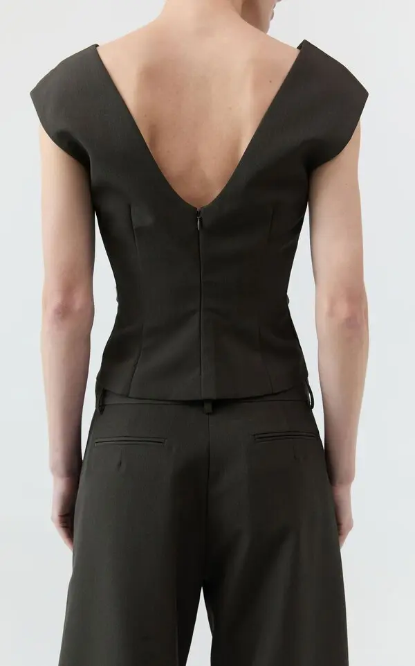 ST. AGNI Wool-silk V-neck Bodice