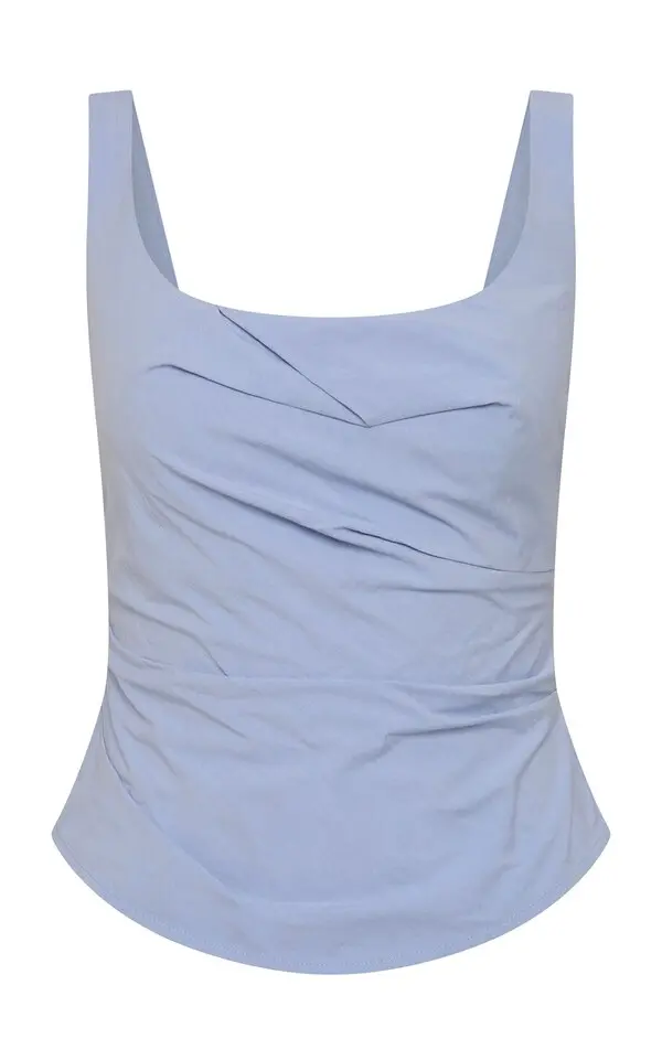 ST. AGNI Cotton-blend Draped Bodice - Light Blue