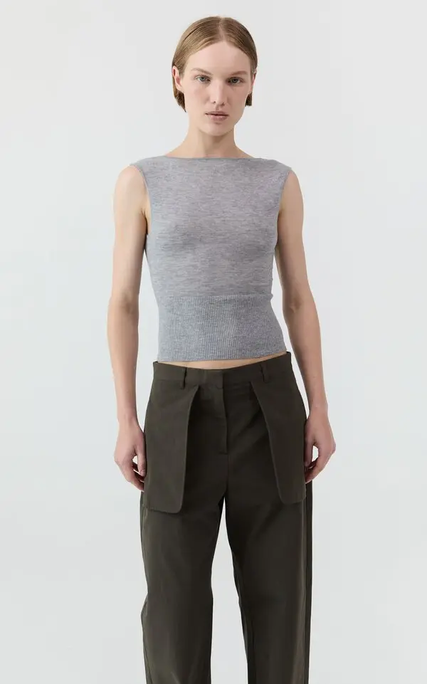 ST. AGNI Cotton Utility Outside-pocket Pants