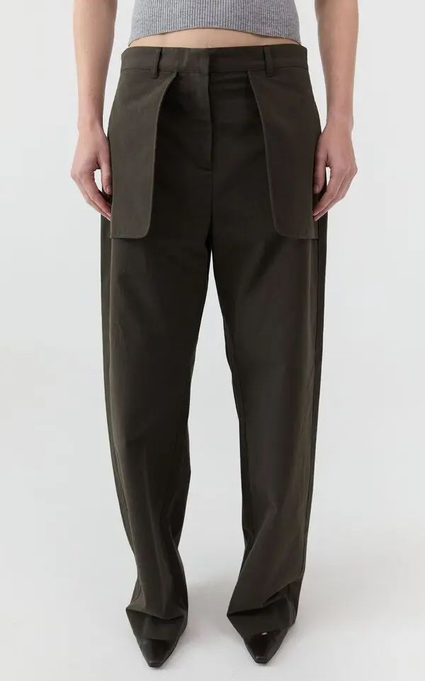 ST. AGNI Cotton Utility Outside-pocket Pants