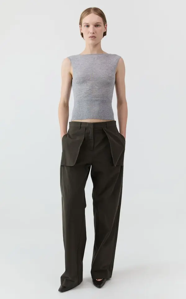 ST. AGNI Cotton Utility Outside-pocket Pants