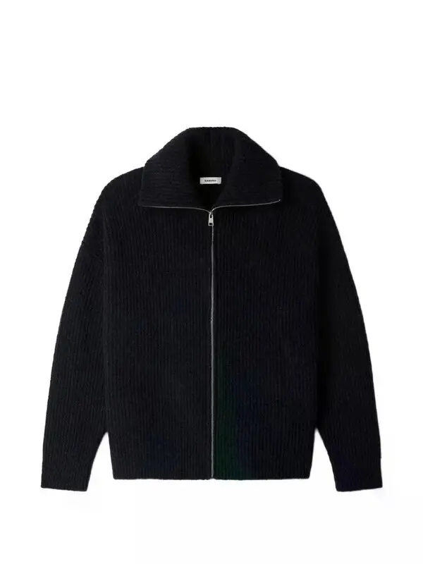 Sandro Ribbed-knit Zip-up Cardigan