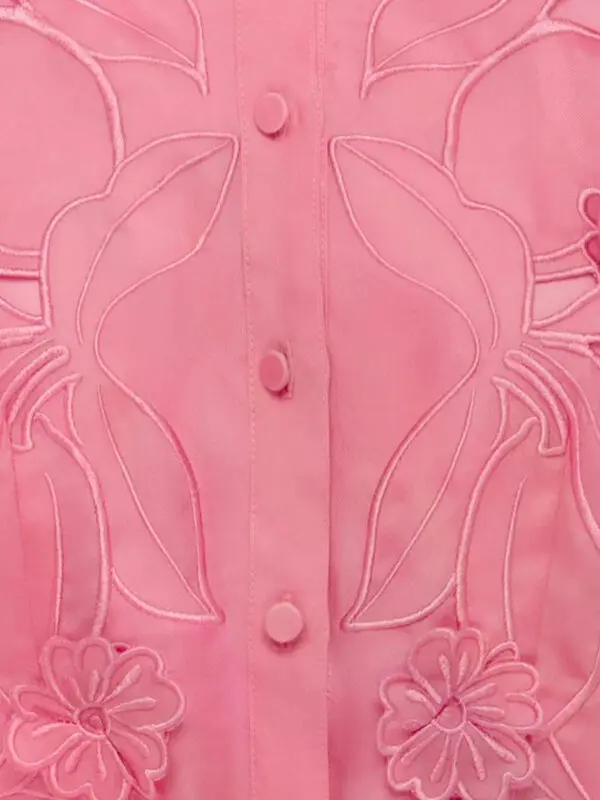 LEO LIN Junia Floral-appliqué Belted Maxi Dress
