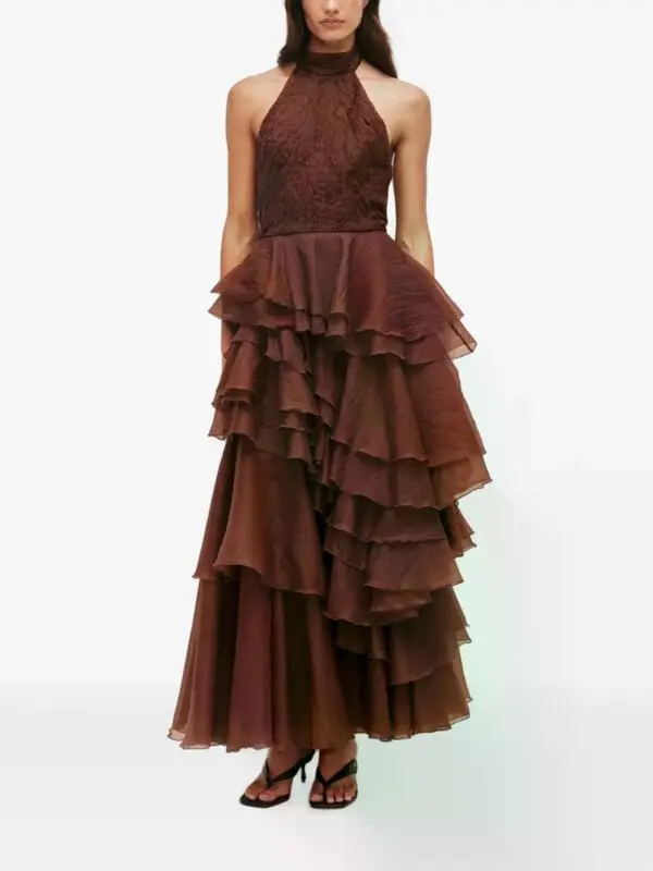 Aje Fayette Tiered Ruffled Maxi Dress - Brown