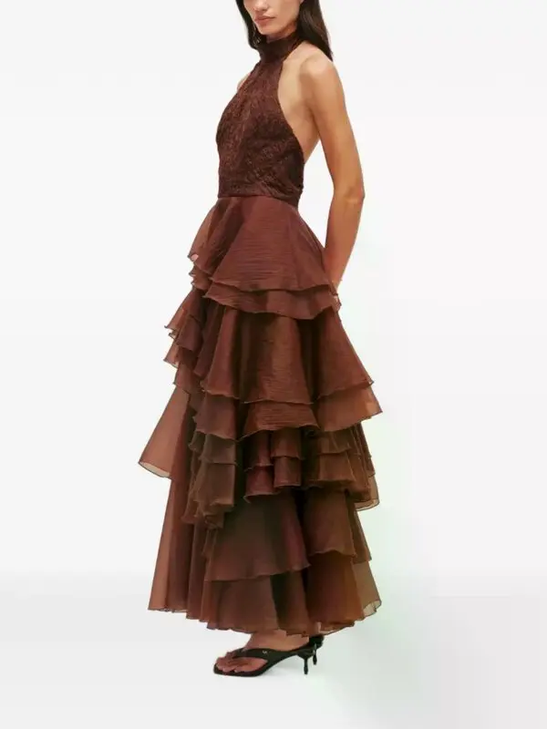 Aje Fayette Tiered Ruffled Maxi Dress - Brown