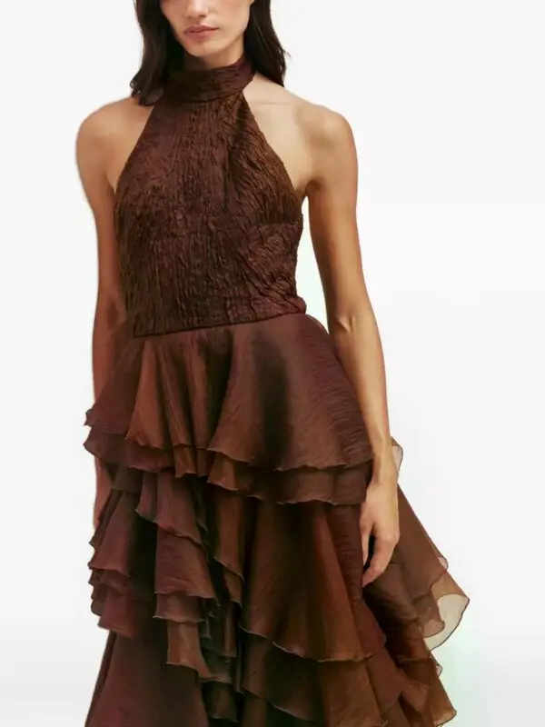 Aje Fayette Tiered Ruffled Maxi Dress - Brown