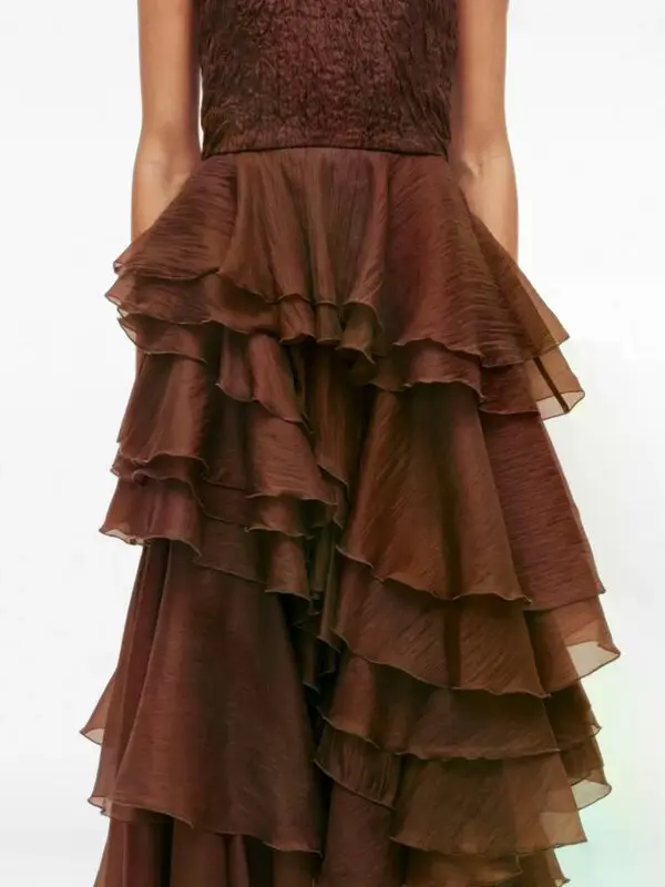 Aje Fayette Tiered Ruffled Maxi Dress - Brown