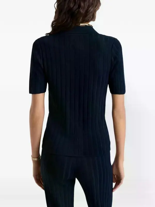 Sporty & Rich Src Ribbed-knit Logo-embroidered Polo Shirt