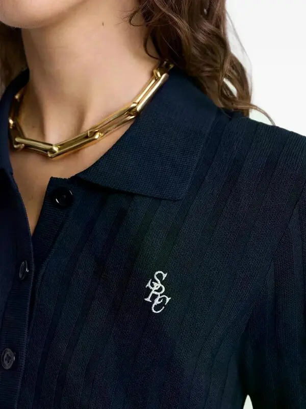 Sporty & Rich Src Ribbed-knit Logo-embroidered Polo Shirt