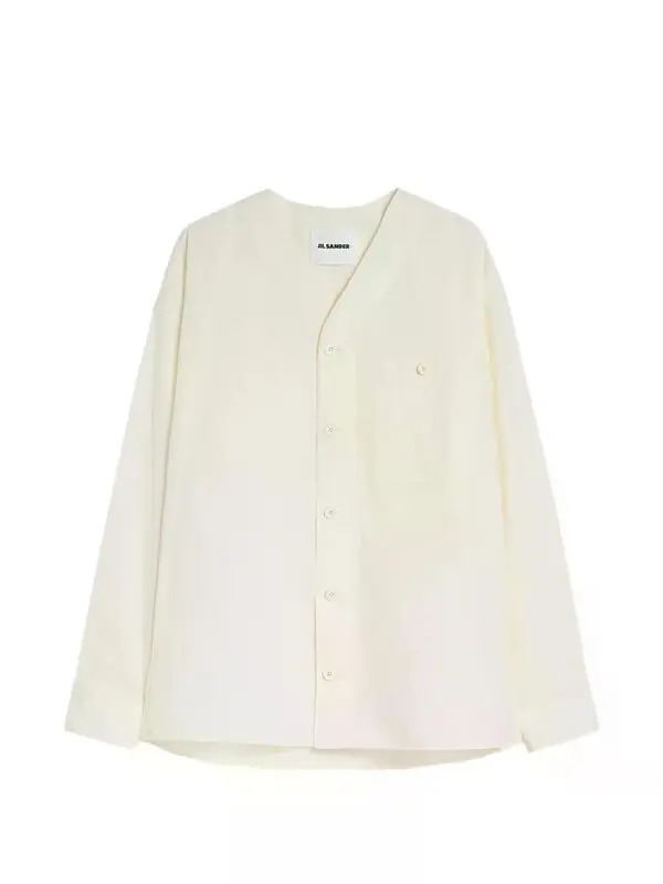 JIL SANDER V-neck Cotton Poplin Shirt - Neutrals