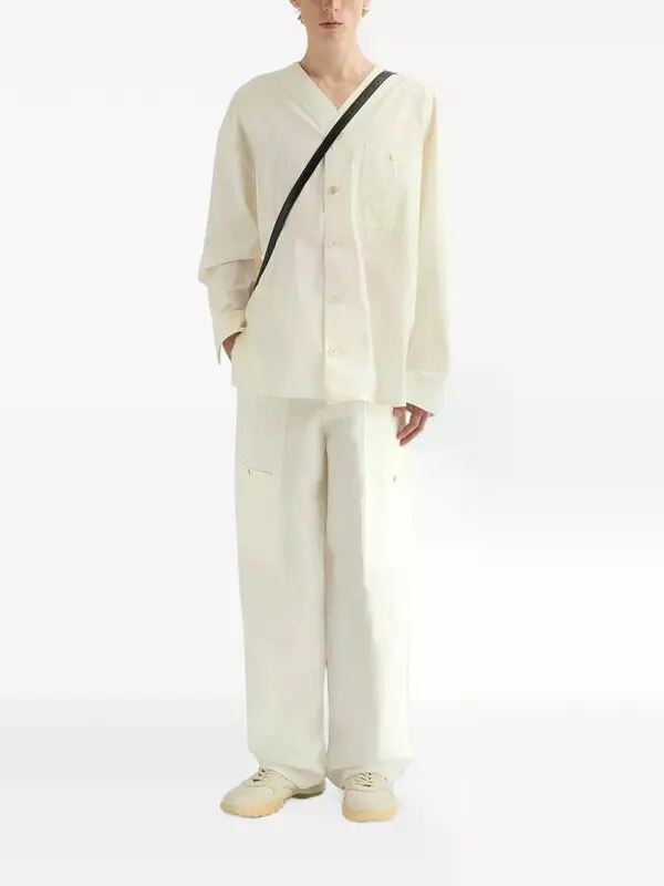 JIL SANDER V-neck Cotton Poplin Shirt