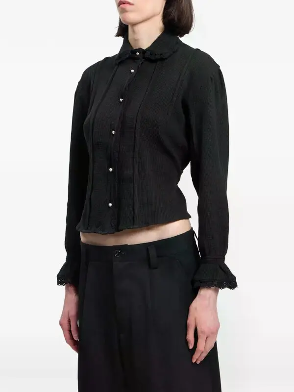 ANN DEMEULEMEESTER Lace-trim Waffle-jersey Blouse