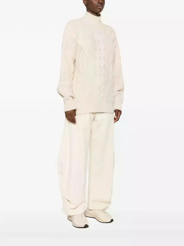 AKEP Cable-knit High-neck Sweater