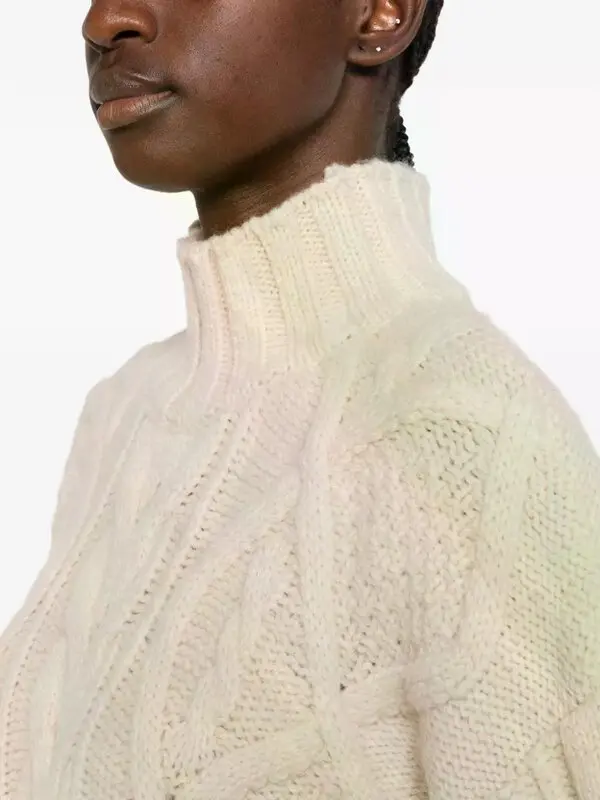 AKEP Cable-knit High-neck Sweater
