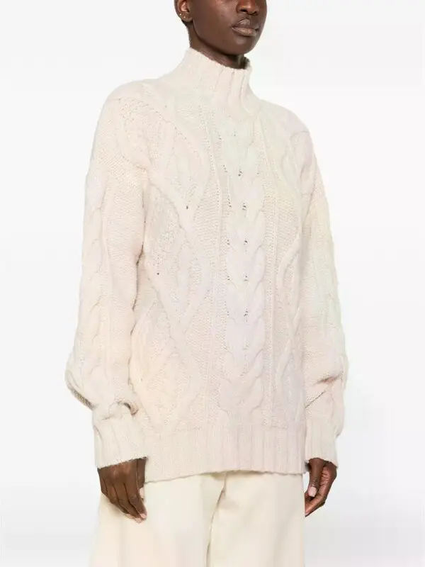 AKEP Cable-knit High-neck Sweater