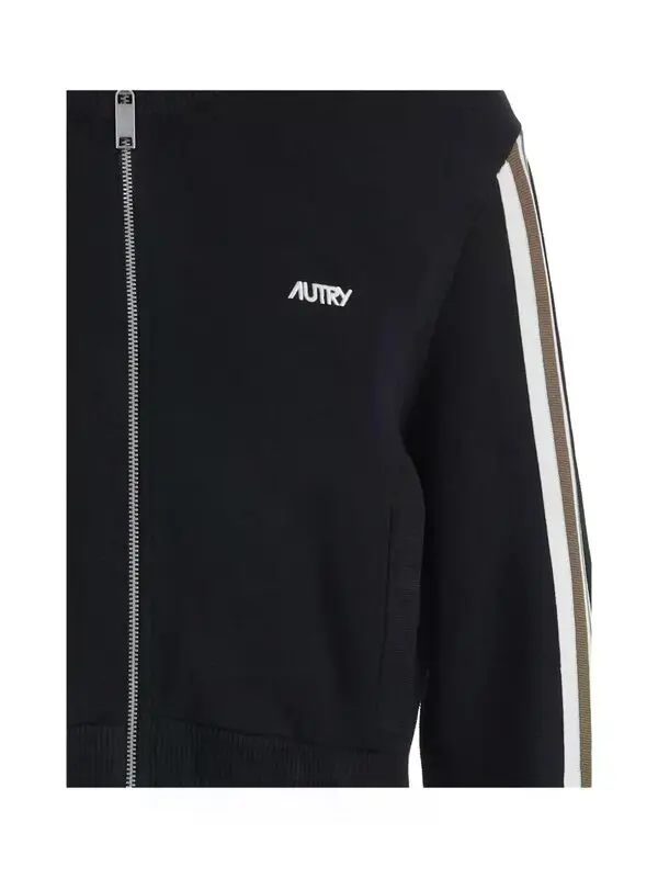 AUTRY Logo-embroidered Striped-sleeve Sweatshirt
