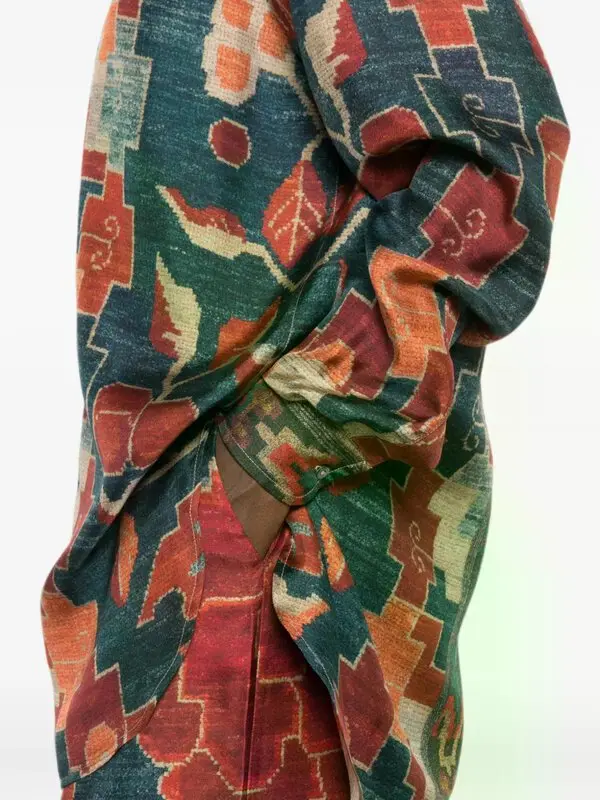 PIERRE-LOUIS MASCIA Geometric-print Band-collar Shirt