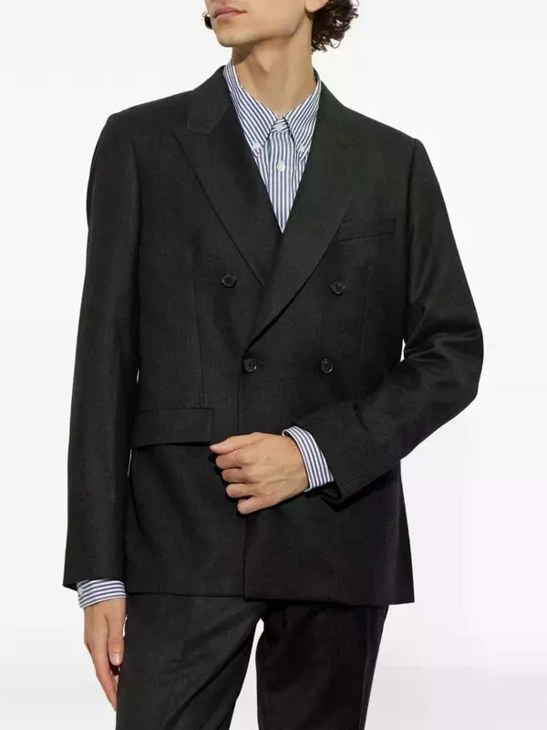 Paul Smith Charcoal Wool-cashmere Flannel Double-breasted Blazer