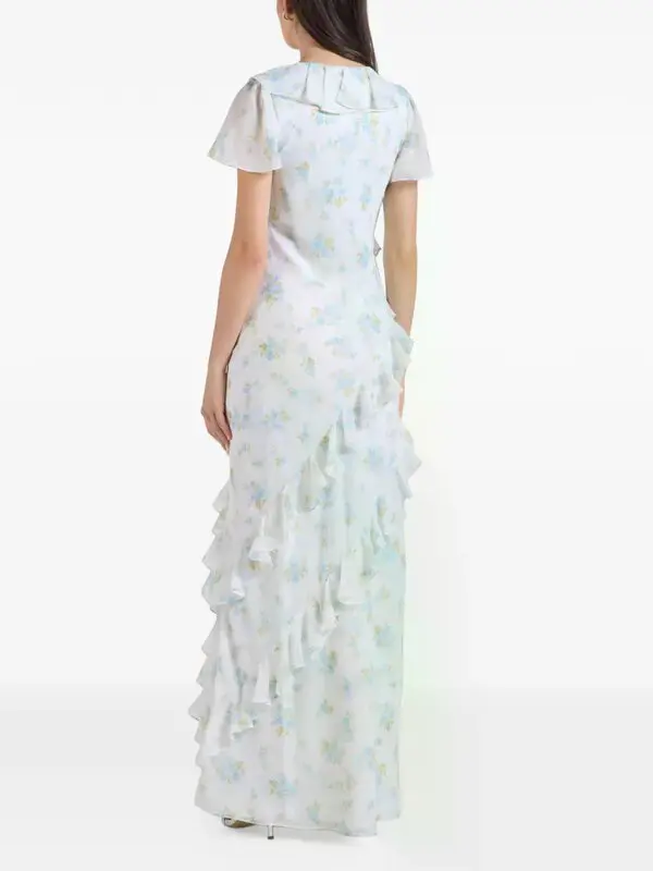 NEEDLE & THREAD Magnolia-print Ruffled Maxi Dress
