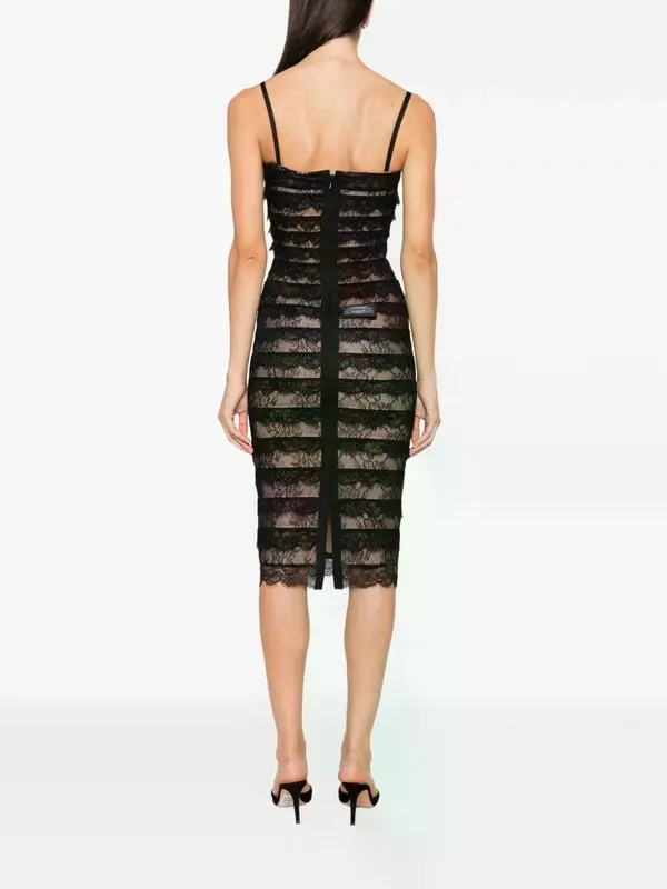 Herve Leger Lace-trimmed Tiered Mini Dress - Black