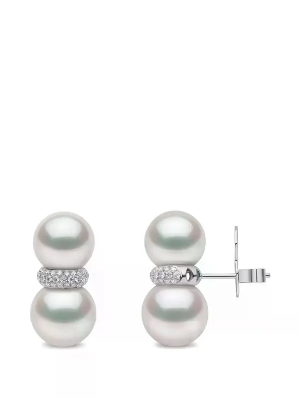 Yoko London Glitz South Sea Pearl And Diamond Earrings - Silver