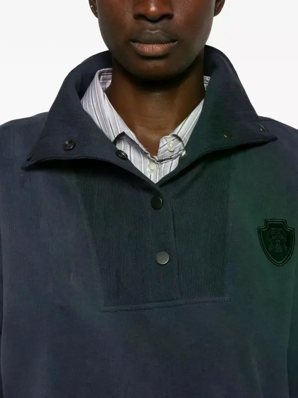 Brunello Cucinelli Logo-patch Half-button Sweatshirt - Blue
