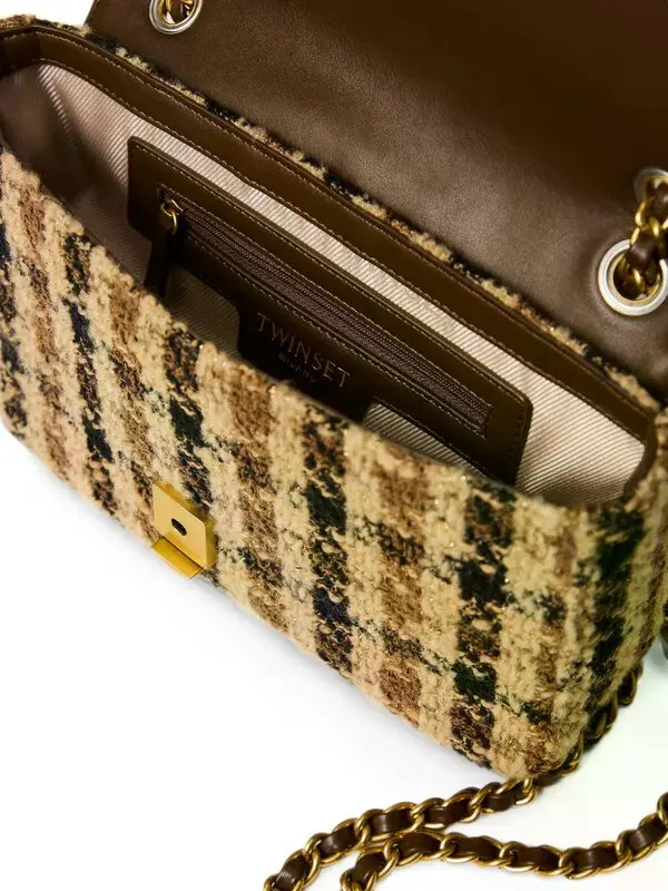 TWINSET Bouclé Checked Shoulder Bag