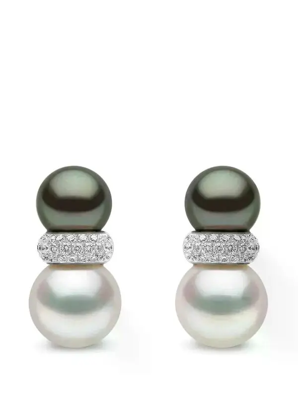 Yoko London Glitz South Sea Pearl And Diamond Earrings - Silver