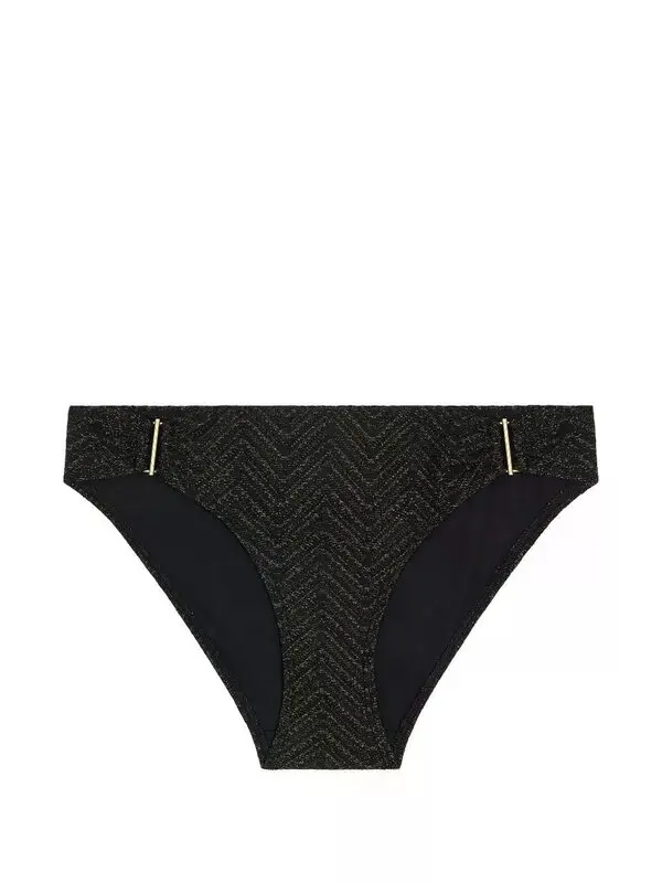 AUBADE Golden Horizon Chevron-knit Bikini Bottoms - Black