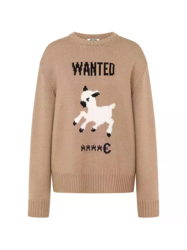 Moschino Intarsia-knit Wool Sweater - Neutrals