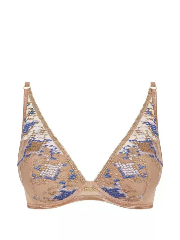 AUBADE Poetic Delights Embroidered Plunge Bra - Neutrals