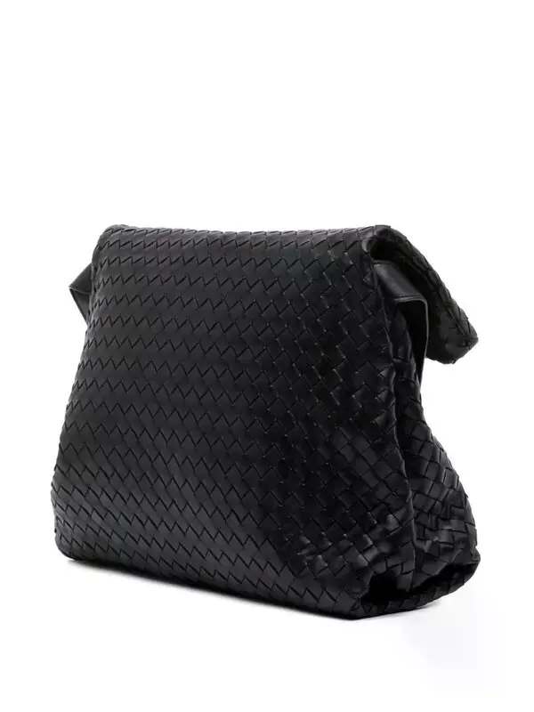 Bottega Veneta 2012-2026 Small Nappa Intrecciato Fold Over Flap Crossbody Bag - Black
