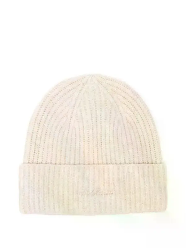MC2 SAINT BARTH Ribbed-knit Embroidered Beanie Hat - Neutrals