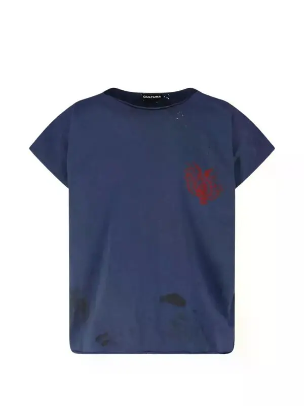 CULTURA Distressed Slogan-print T-shirt