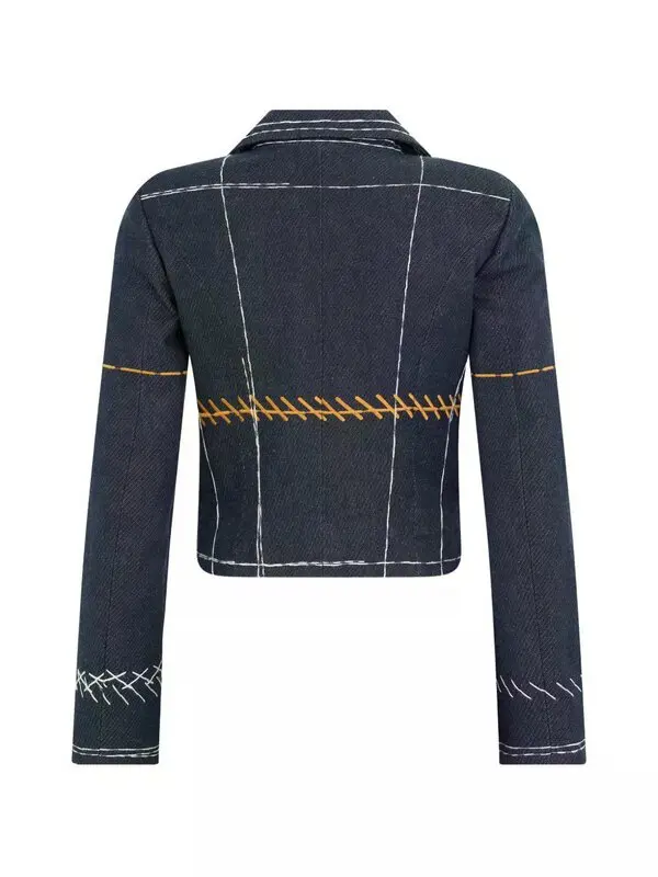 Moschino Contrast-stitch Cropped Blazer - Blue
