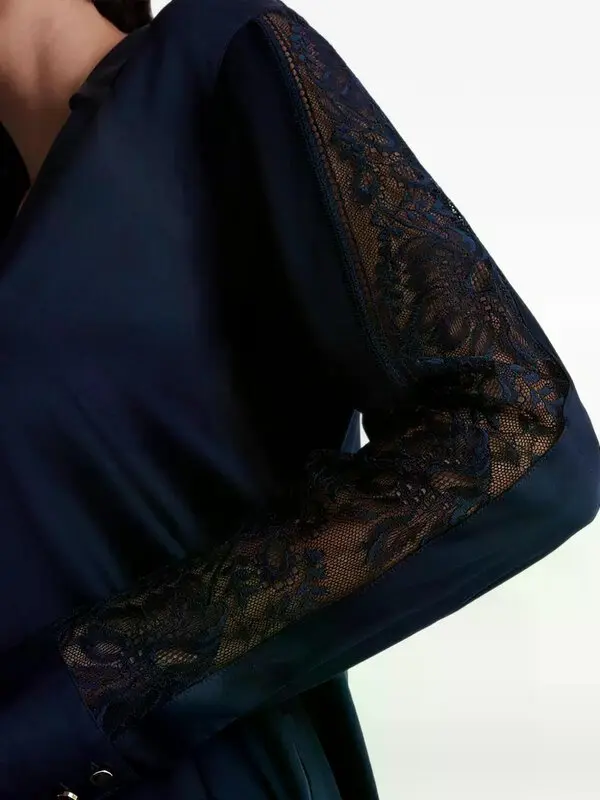 AUBADE Midnight Whisper Lace-panelled Pyjama Top - Blue